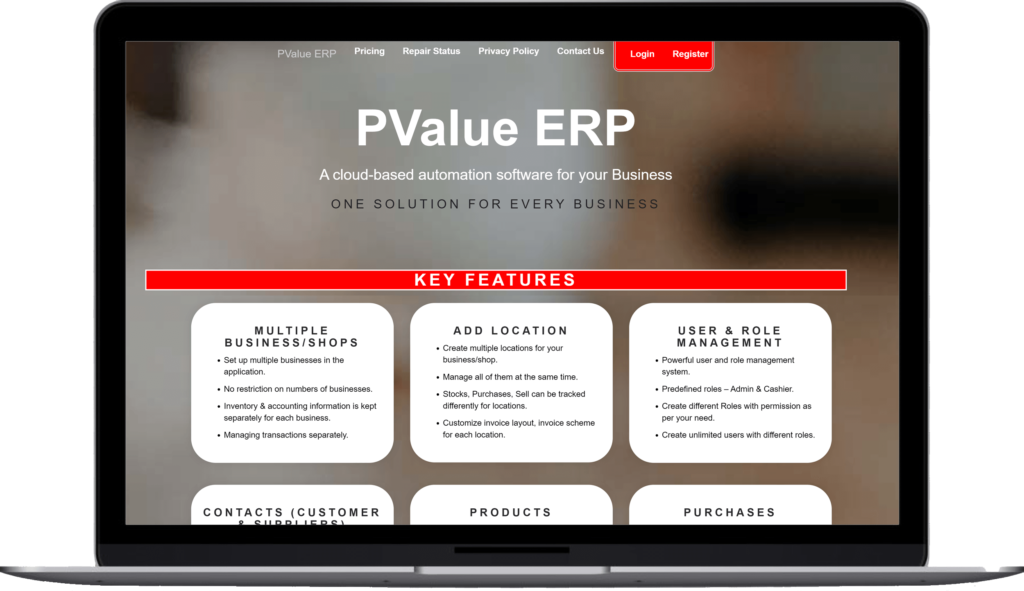 ERP - Cloud Based Software for Business | PValue Solutions PVT LTD